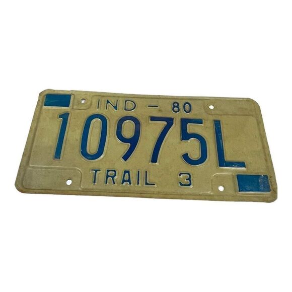 Accents | Vintage Indiana 198 Tag10975l Trailer Tag Blue And White Man ...